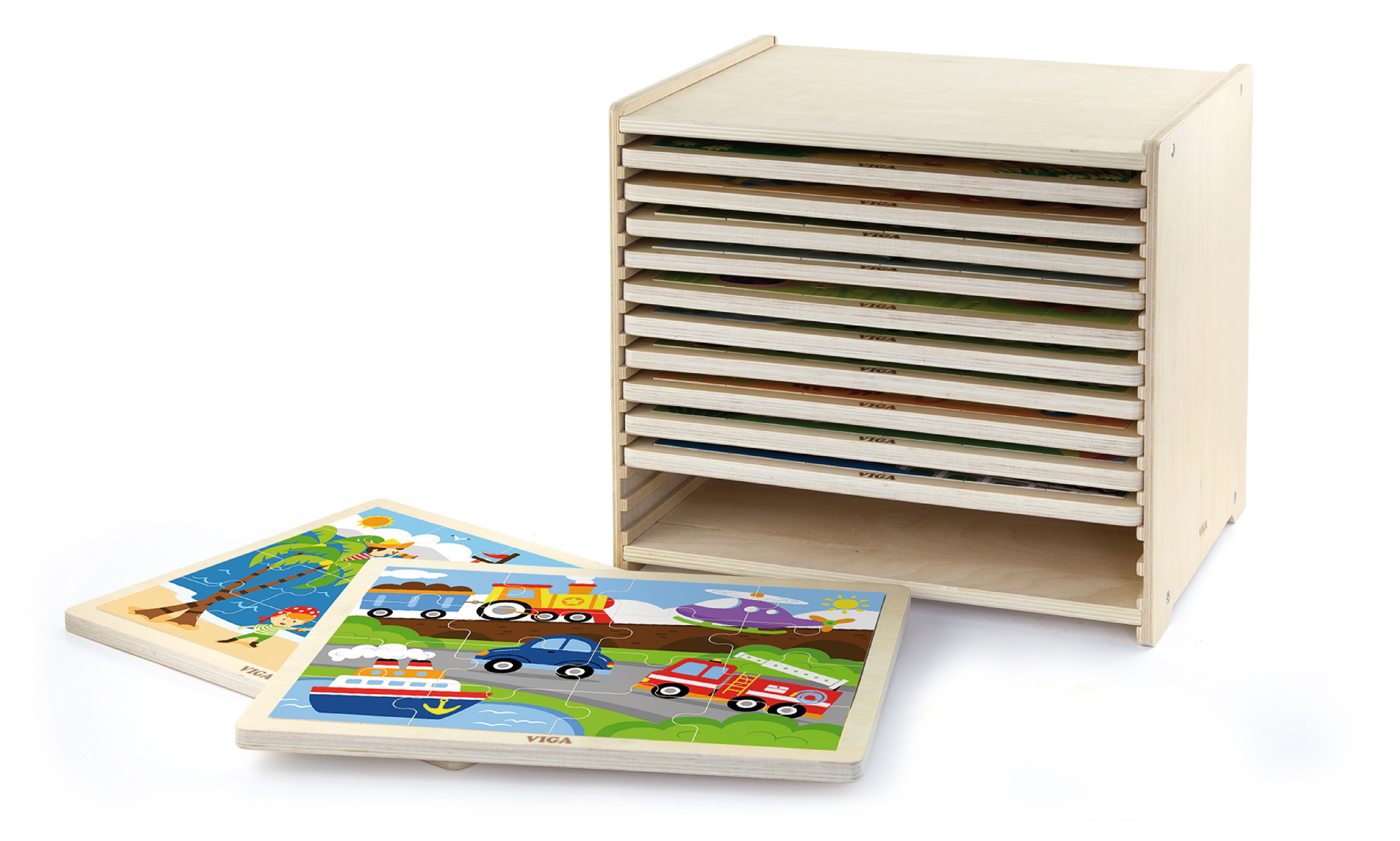 Puzzle en bois de 16 pièces - ensemble de 12 pièces avec étagère de ...